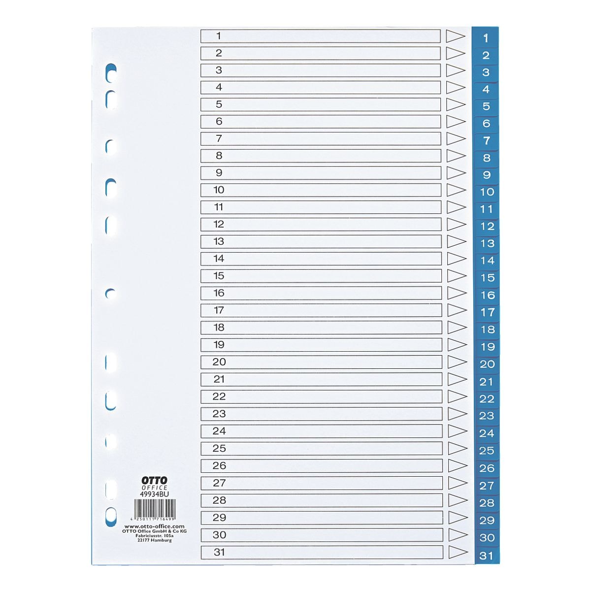 OTTO Office Register, A4, 1-31 31-teilig, weiß / einfarbige Taben ...