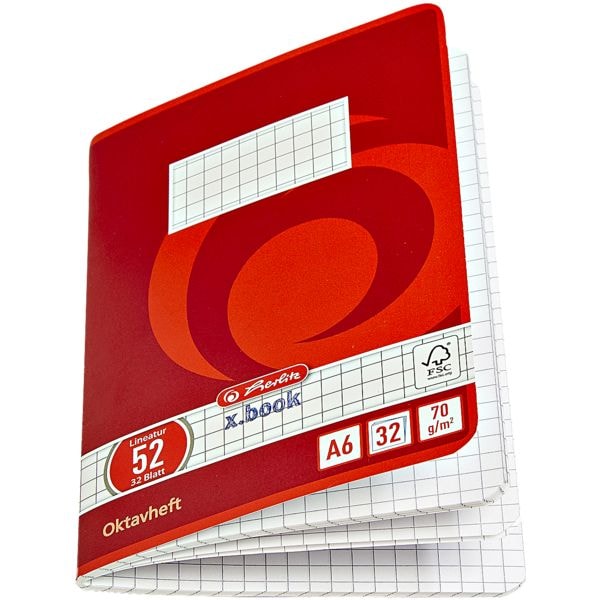 Herlitz Oktavheft x.book A6 kariert (Lineatur 52), ohne Rand, ab 1 ...